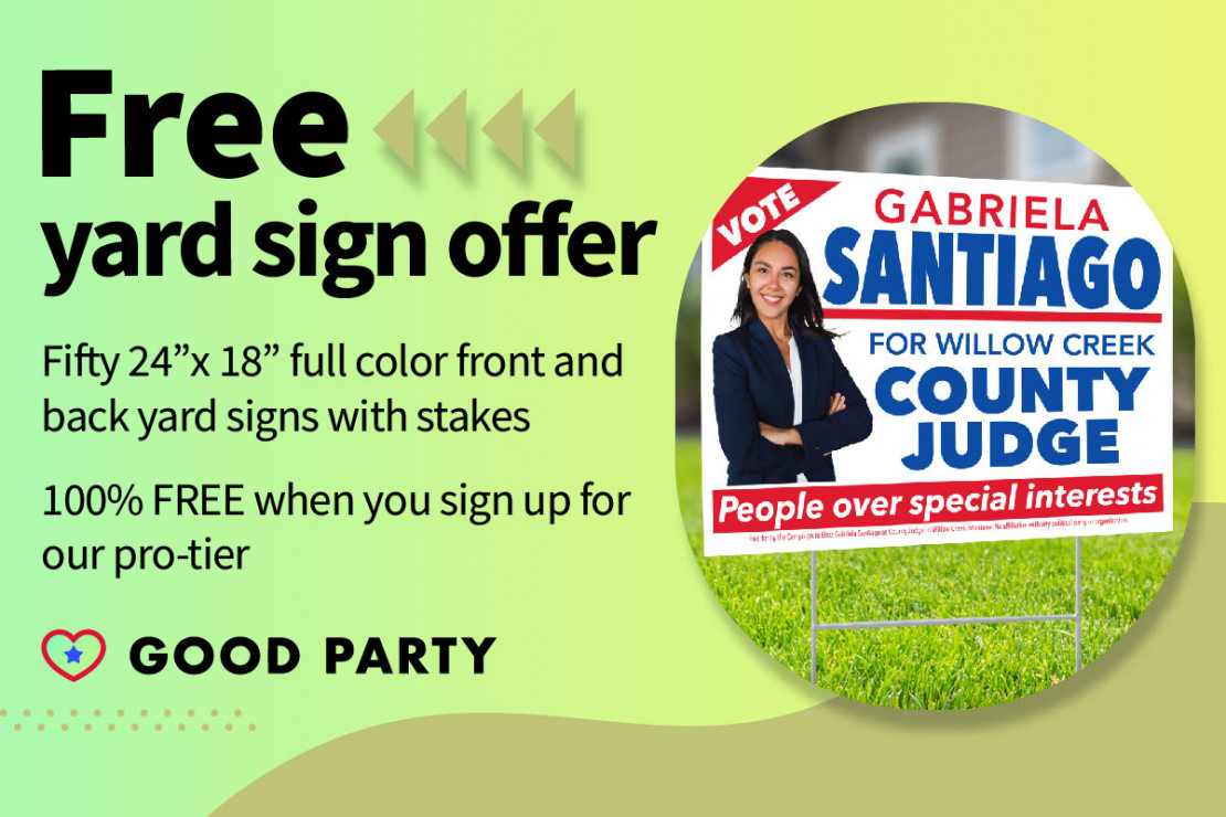 50 yard sign package with stakes and free shipping via UPS ground.